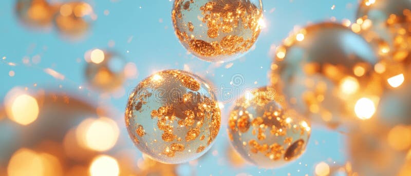 Dynamic Glitter Trails Surround Abstract 3D Spheres in Captivating ...