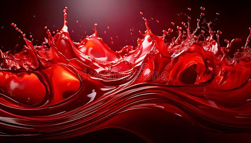 Dynamic, Glossy, Red Liquid Splash Against a Dark Gradient, Creating a ...