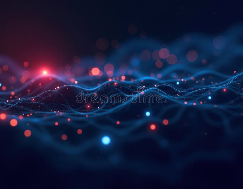 Dynamic Glow of Neon Particles in Abstract Wave Formation Stock Photo ...