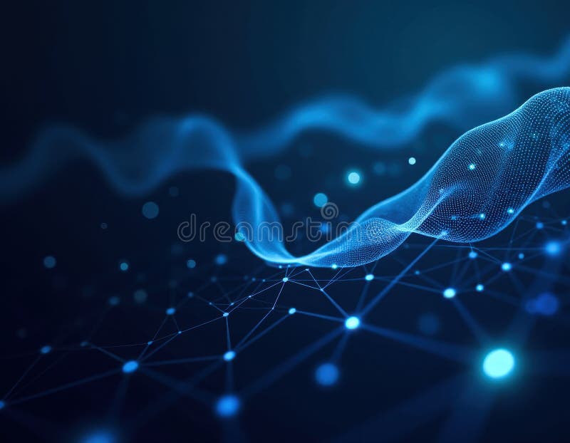 Dynamic Glow of Neon Particles in Abstract Wave Formation Stock Image ...