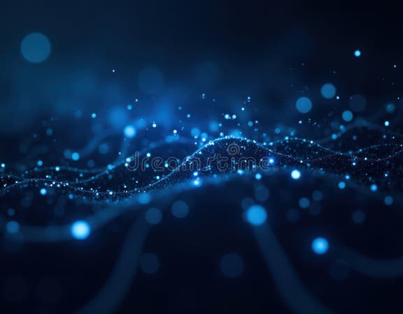 Dynamic Glow of Neon Particles in Abstract Wave Formation Stock Image ...