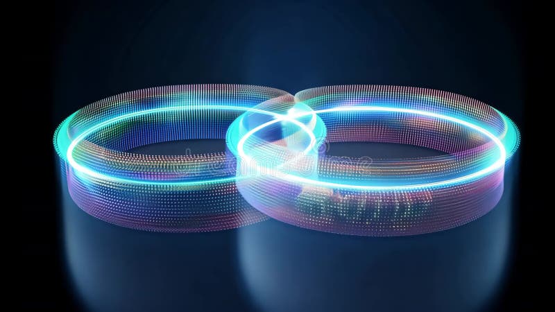 Dynamic Glowing Abstract Neon Rings of Glowing Digital Particles ...