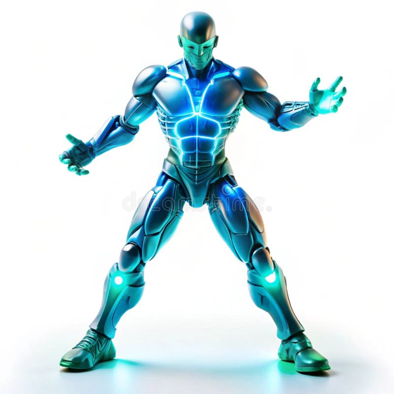 Glowing Action Figure with Animated Movements Stock Illustration ...