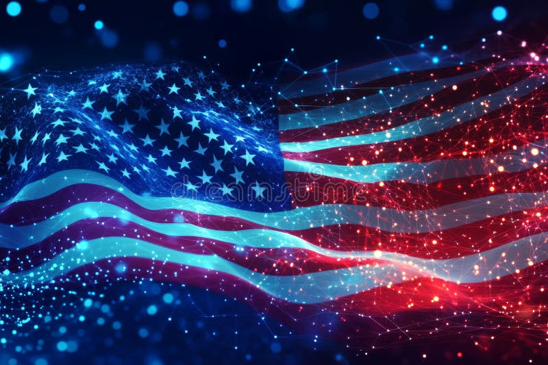 Dynamic and Glowing American Flag Abstract Art with Vibrant Colors ...