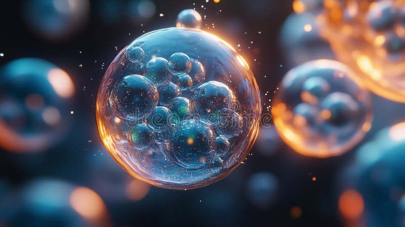 Dynamic Glowing Bubbles and Spheres in Abstract Design Stock Image ...