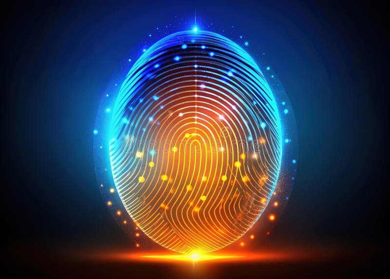 Dynamic Glowing Digital Fingerprint Abstract Background a Futuristic ...