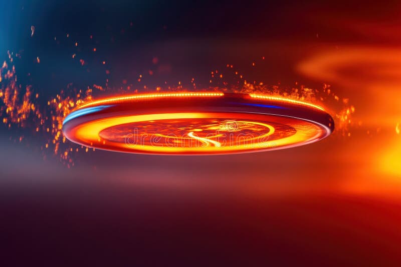 Dynamic Glowing Disc Levitating in a Vibrant Environment with Sparks ...