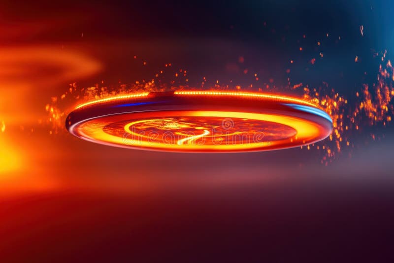 Dynamic Glowing Disc Levitating in a Vibrant Environment with Sparks ...