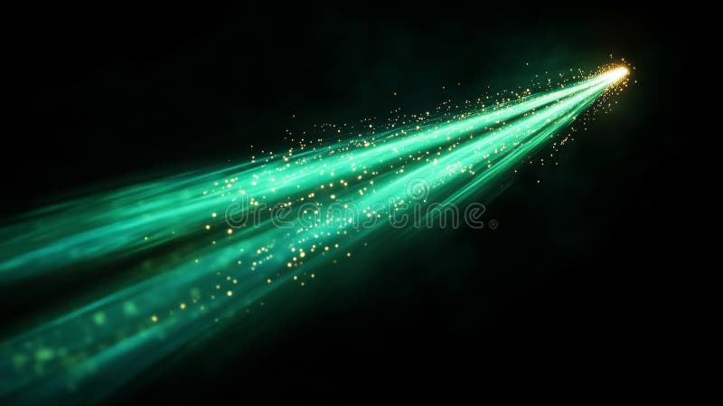 Dynamic Glowing Green Light Beam with Sparkling Effects Stock ...