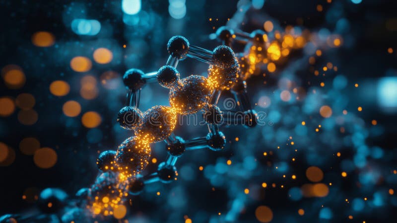 Dynamic Glowing Molecule Structure in Scientific Visualization Stock ...