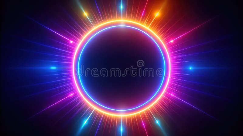 Dynamic Glowing Neon Circle Light Frame a Futuristic Abstract ...