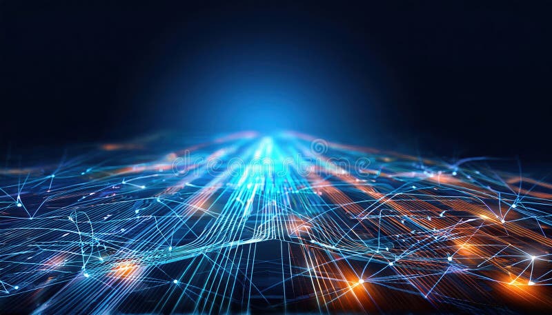 Dynamic Glowing Pathways with Interconnected Nodes in Tech Environment ...