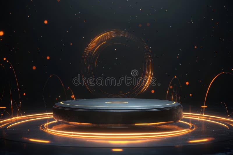 Dynamic Glowing Platform with Swirling Effects in a Dark Environment ...