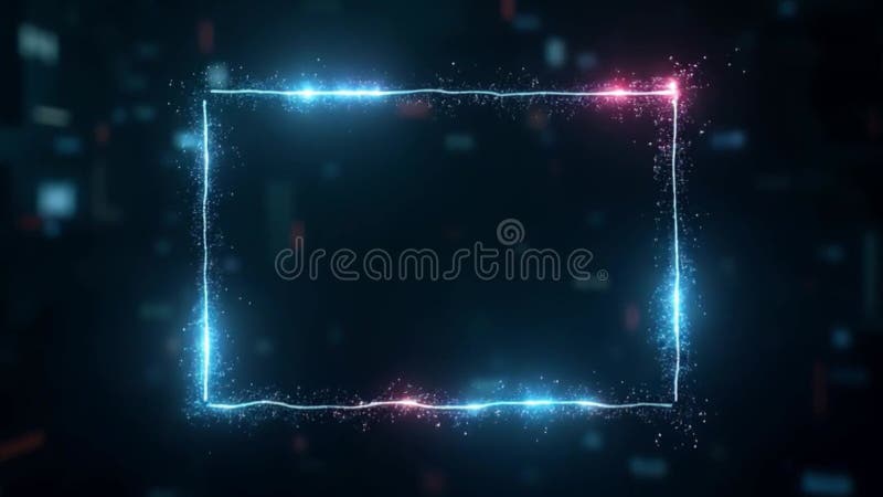 Dynamic Glowing Rectangle Frame on Abstract Tech Background Loop Stock ...