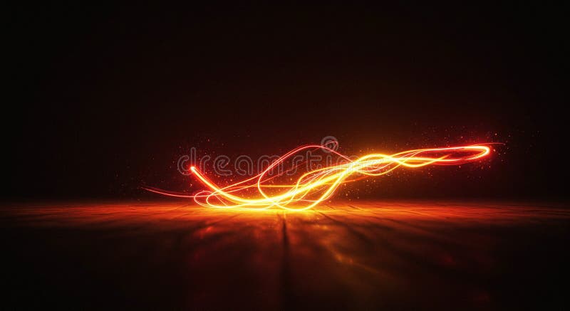 Dynamic, Glowing Strands of Light Intertwine and Curve Against a Dark ...