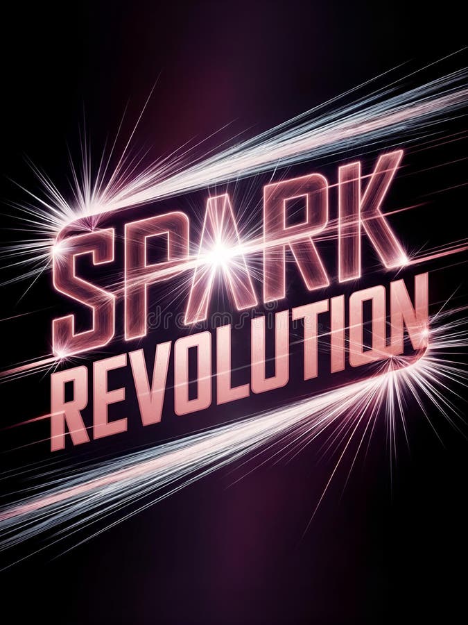 Dynamic Glowing Text Displaying SPARK REVOLUTION on Dark Background Stock Illustration ...