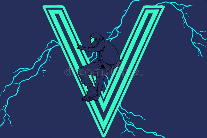 Dynamic Glowing V Letter Made from Angular Neon Lines with a Futuristic ...