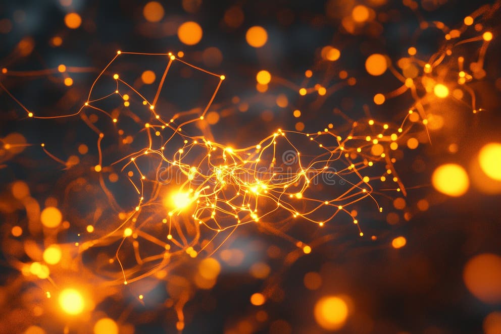 Dynamic Glowing Visualization of AI Neural Network in an Abstract Design Showcasing Connections ...