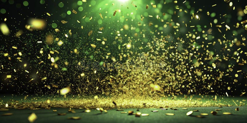Dynamic Gold Confetti Explosions on Black and Green Screen Stunning ...