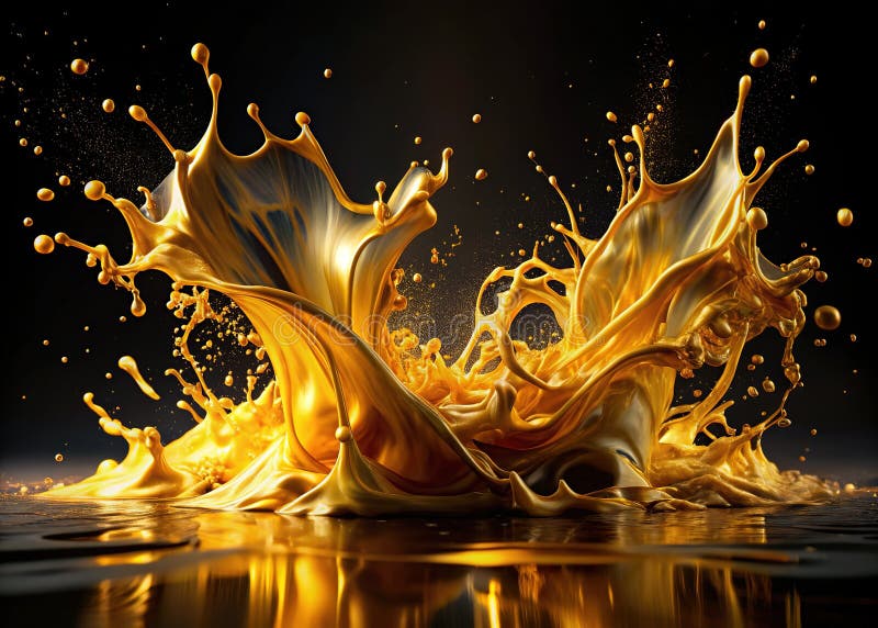 Dynamic Gold Liquid Splatter Art DoubleExposed Abstract Design for ...