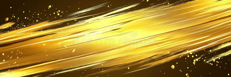 Dynamic Gold Metallic Texture Brush Strokes, Bright Golden Yellow with ...