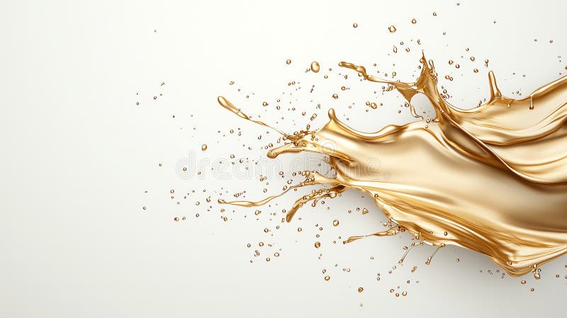 Dynamic Gold Paint Splash on a Clean White Background Featuring Smooth ...