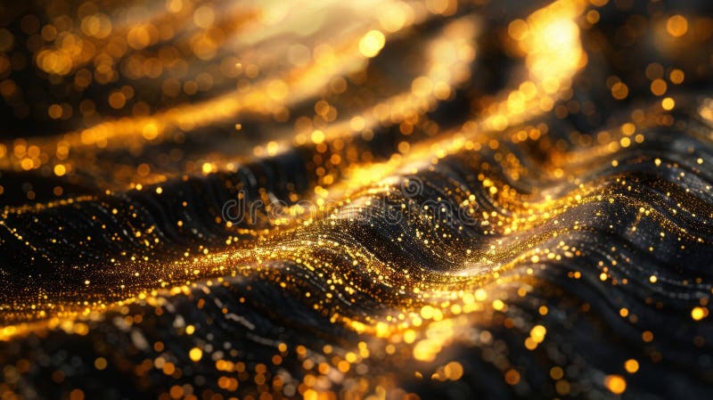 Dynamic Gold Strip Lines on Black Canvas Depict Speed and Flow. Stock ...