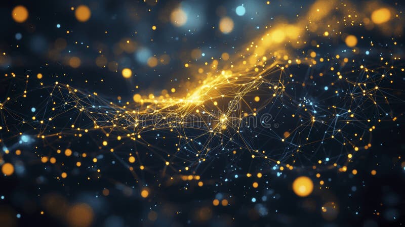 Dynamic Golden and Blue Particle Flow Visualization Stock Illustration ...