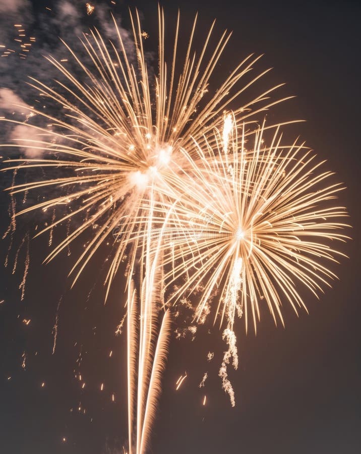 Dynamic Golden Fireworks with Glowing Particles and Explosive Sparks on ...