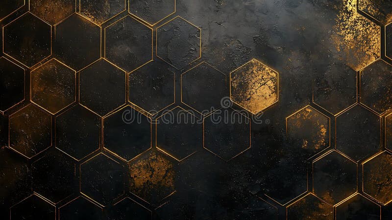 Dynamic Golden Hexagonal Pattern Digital Art Abstract Design Modern ...