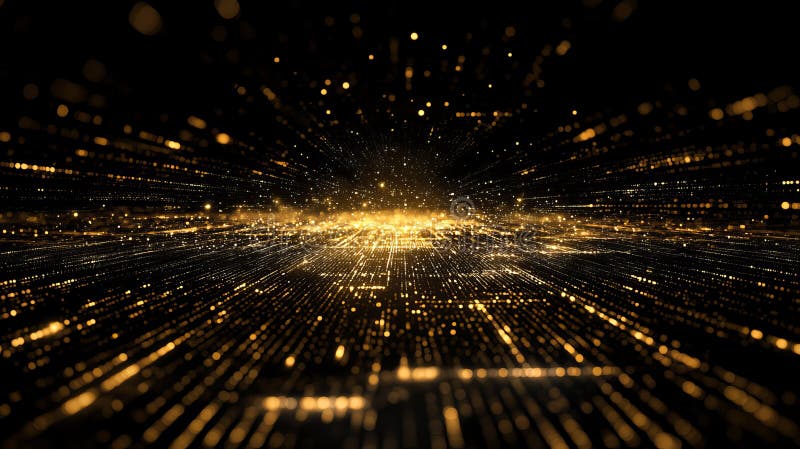 Dynamic Golden Light Particles Expanding through Space for Abstract ...