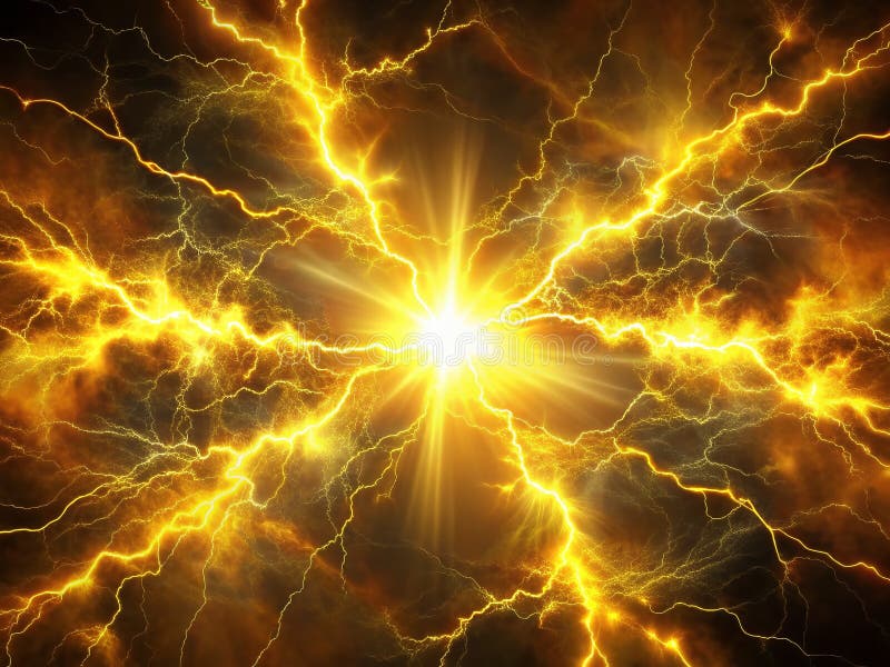Dynamic Golden Lightning Bolt an Abstract Energy Graphic with a ...