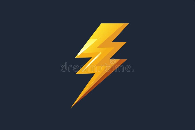A Dynamic Golden Lightning Shape Stands Out Against the Dark Backdrop ...
