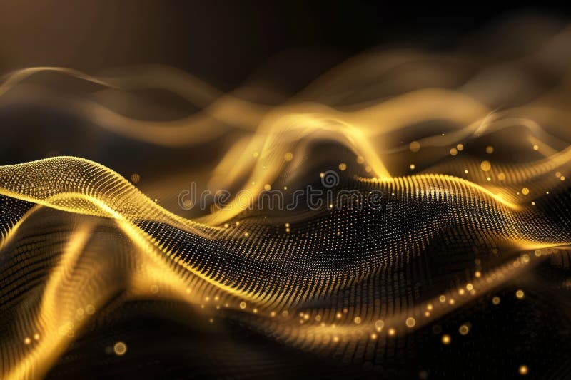 Flowing Golden Light Waves on Dark Background. AI Image Stock ...