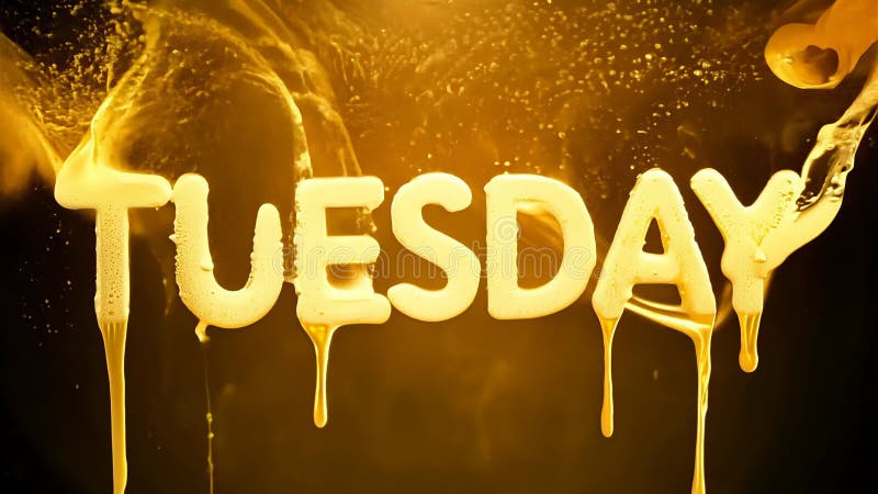 Dynamic Golden Liquid Animation Forming the Word "Tuesday Stock Footage ...