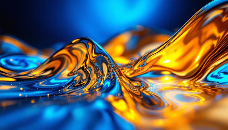 Dynamic Golden Liquid Design with Flowing and Reflective Patterns Stock ...