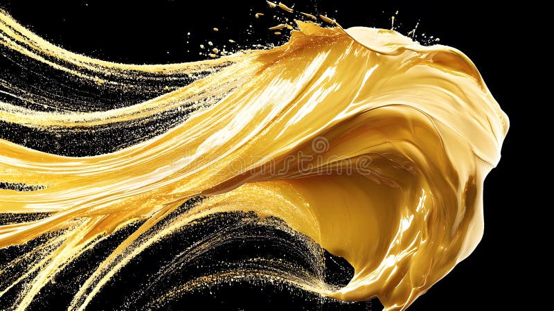 Dynamic Golden Paint Splash on Black Background Stock Illustration ...