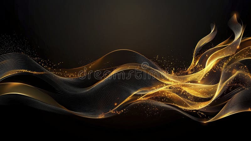 Dynamic Golden Wave Patterns in Abstract Design Digital Art Elegant ...