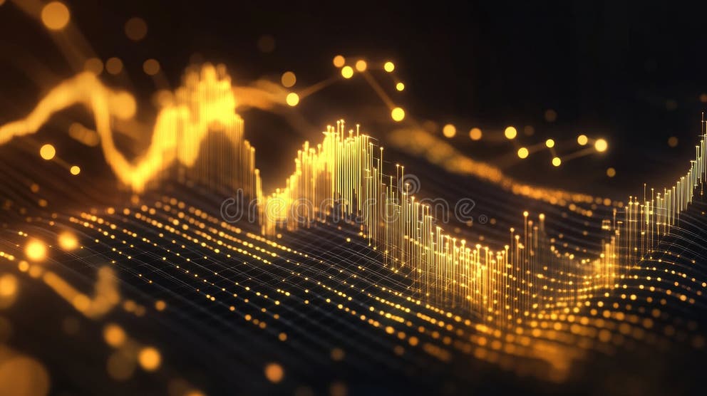 Dynamic Golden Waveforms Representing Technology and Data Visualization ...