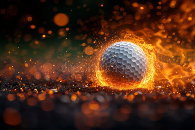 A Dynamic Golf Ball in Swift Motion Against Fiery and Dramatic ...