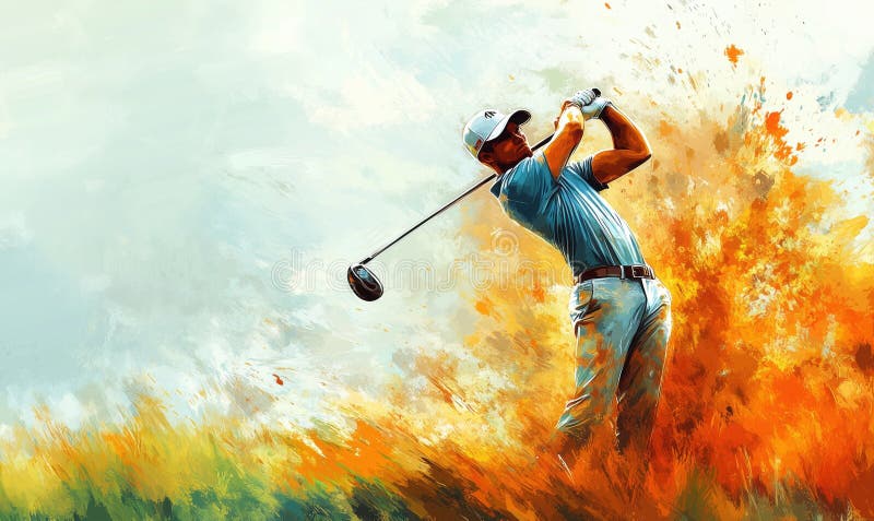 Dynamic Golf Swing Illustration with Vibrant Colors and Explosive ...