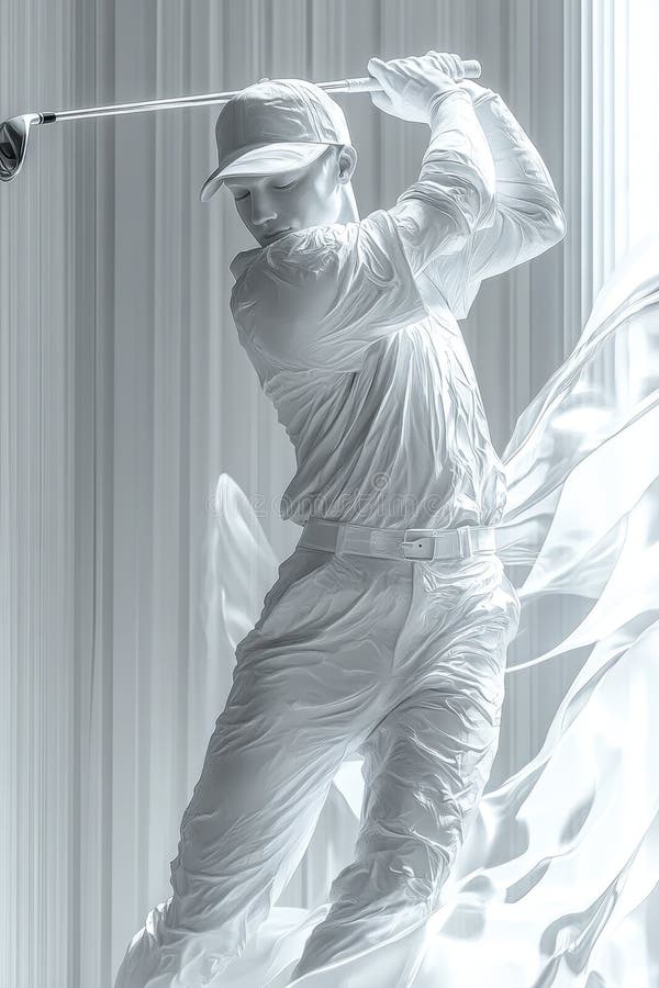 Dynamic Golfer Swings Club in a Dramatic Action Pose Set Against an ...