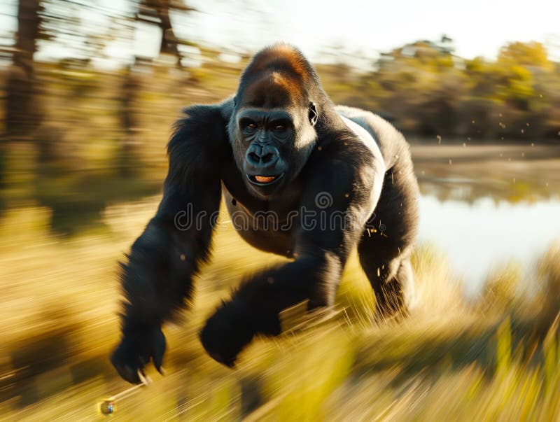 Dynamic Gorilla in Motion stock image. Image of mammal - 310641905