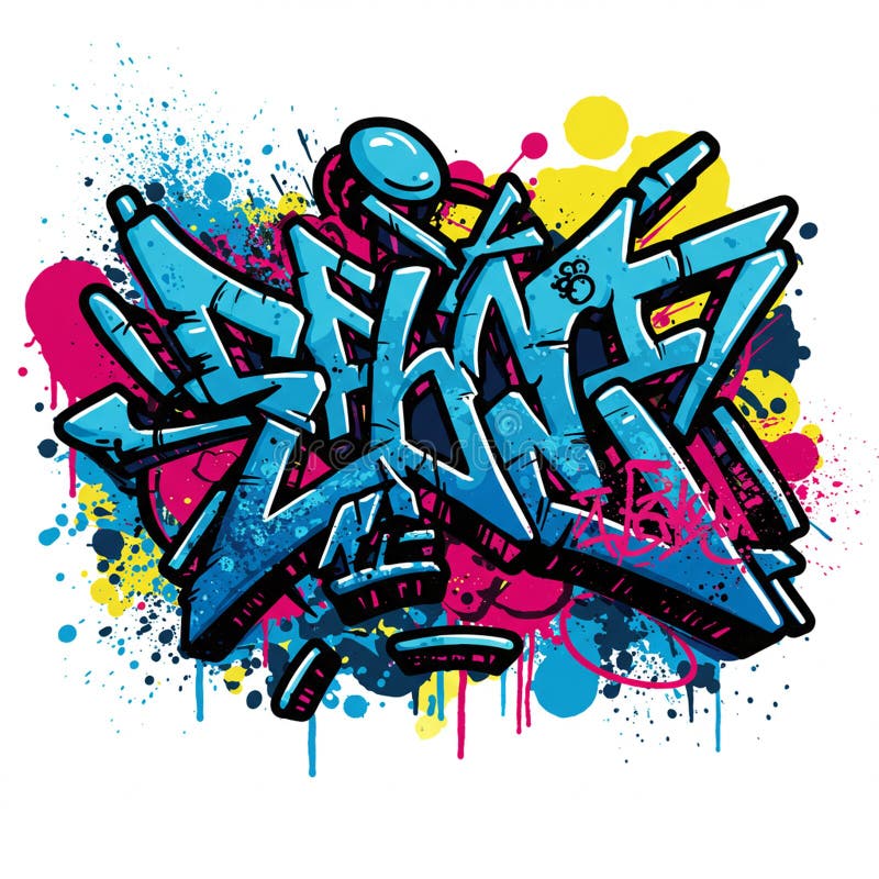 Dynamic Graffiti Art Featuring Bold, Stylized Letters in Vibrant Blue ...