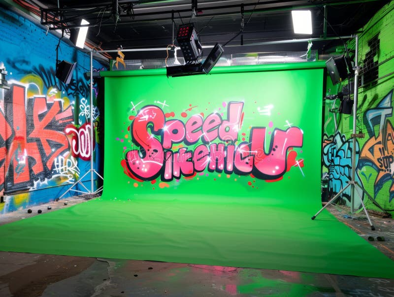 Dynamic Graffiti Art in Studio Setting Generative AI Stock Illustration ...