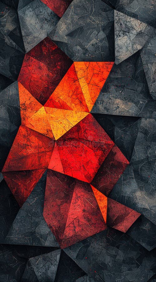 Dynamic Graffiti-inspired Geometric Art with Vibrant Red and Orange ...