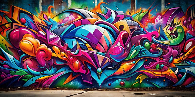 Dynamic Graffiti on Wall with Colorful Splashes and Spray Art Stock ...