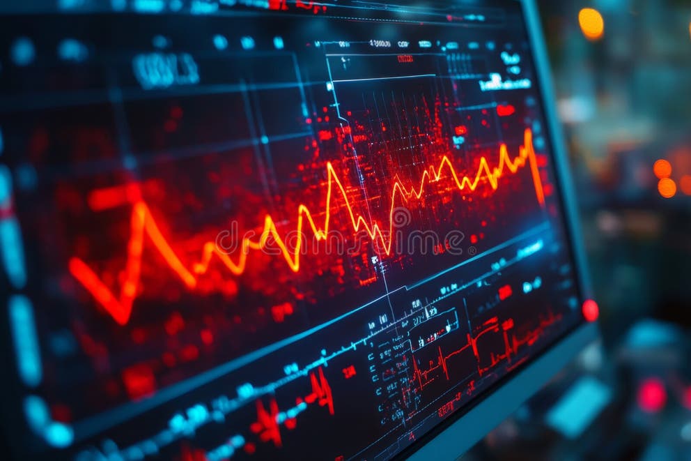 Dynamic Graph Displaying Data Trends on a Futuristic Interface Stock ...