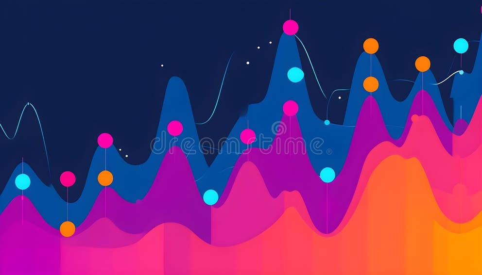 Dynamic Graph with Fluctuating Data Points in Vibrant Colors Stock ...