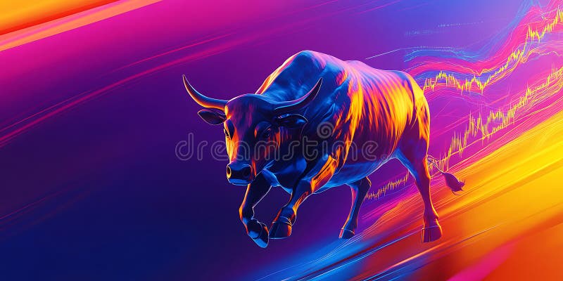 Dynamic Graphic of a Bull Charging through for Powerful Visual Impact ...